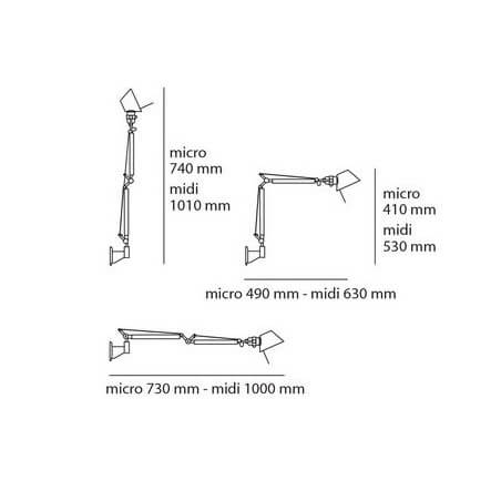FUNKCIONALUS SIENINIS ŠVIESTUVAS ARTEMIDE TOLOMEO MICRO WALL RED | BODY ...