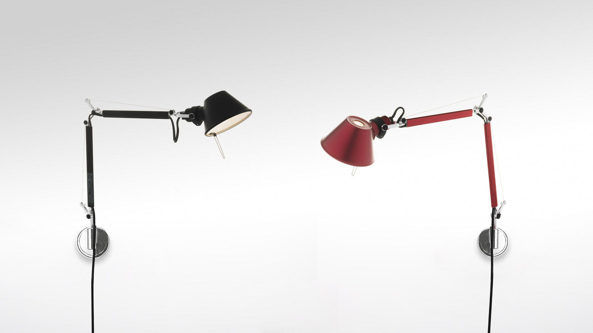FUNKCIONALUS SIENINIS ŠVIESTUVAS ARTEMIDE TOLOMEO MICRO WALL RED | BODY ...
