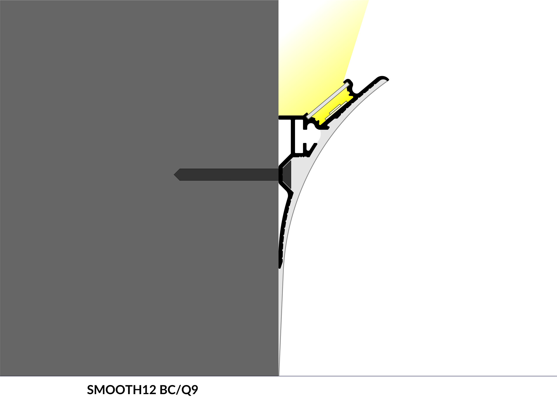 LED PROFILIS TOPMET SMOOTH12 BC/Q9 PRIGLAISTOMAS, 2M, ALIUMINIS ...