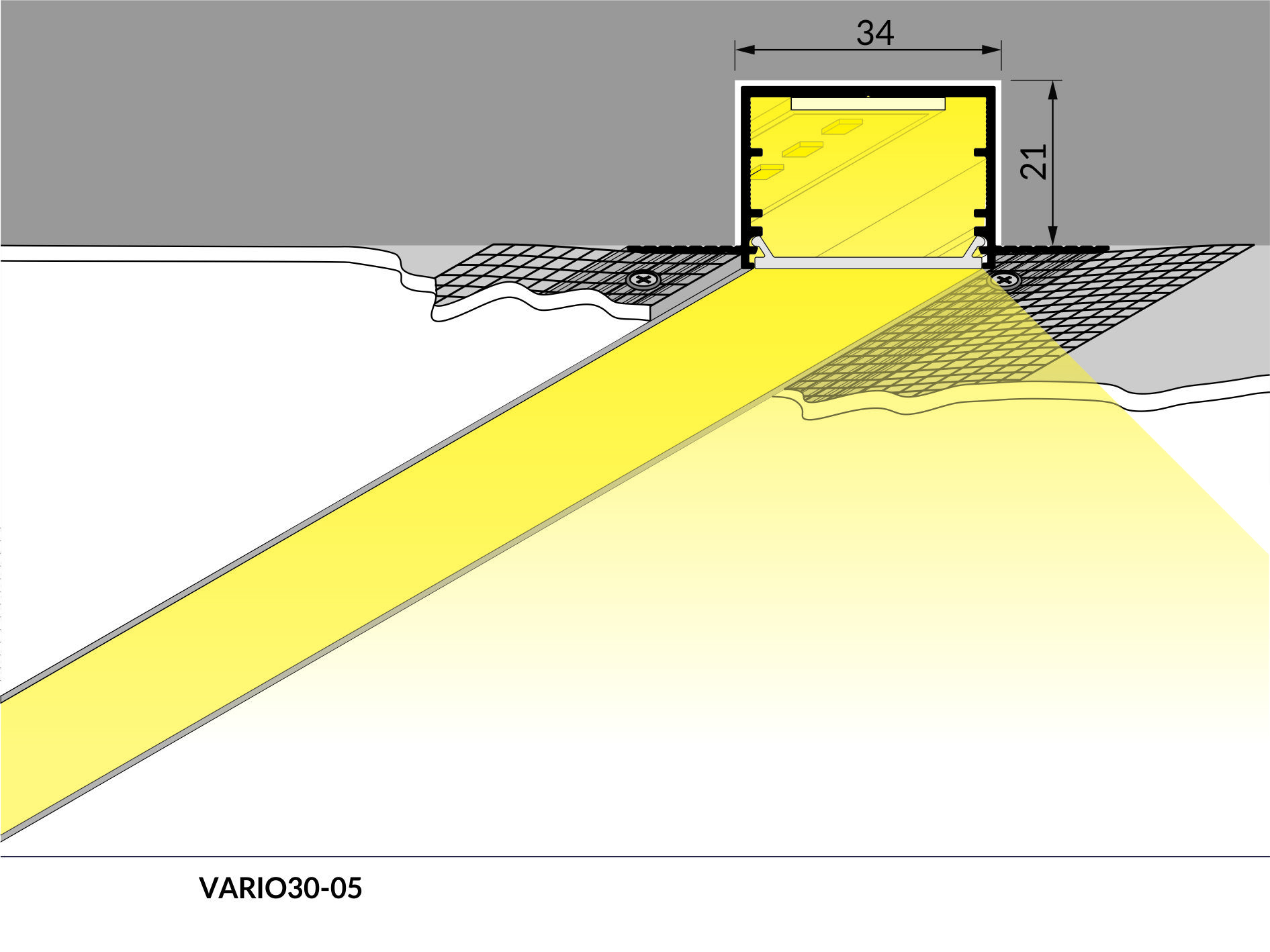LED PROFILIS TOPMET VARIO30-05 ACDE-9 PRIGLAISTOMAS, 2M, ALIUMINIS V3180000