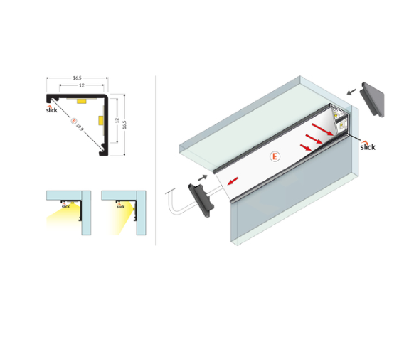 LED PROFILIS TOPMET CABI12 DUO E KAMPINIS, 2M, BALTAS K2000201