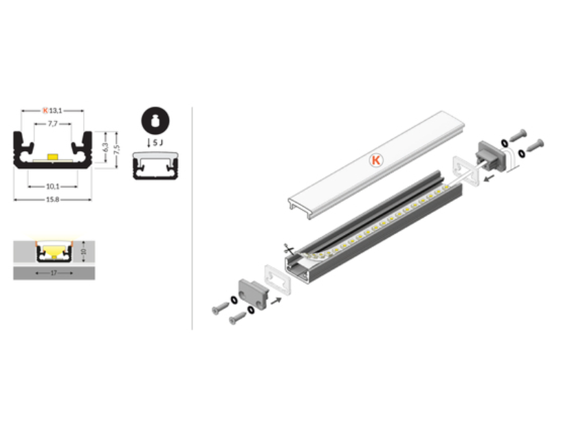 LED PROFILIS FLOOR8 K ĮLEIDŽIAMAS, 3M, ANODUOTAS ALIUMINIS