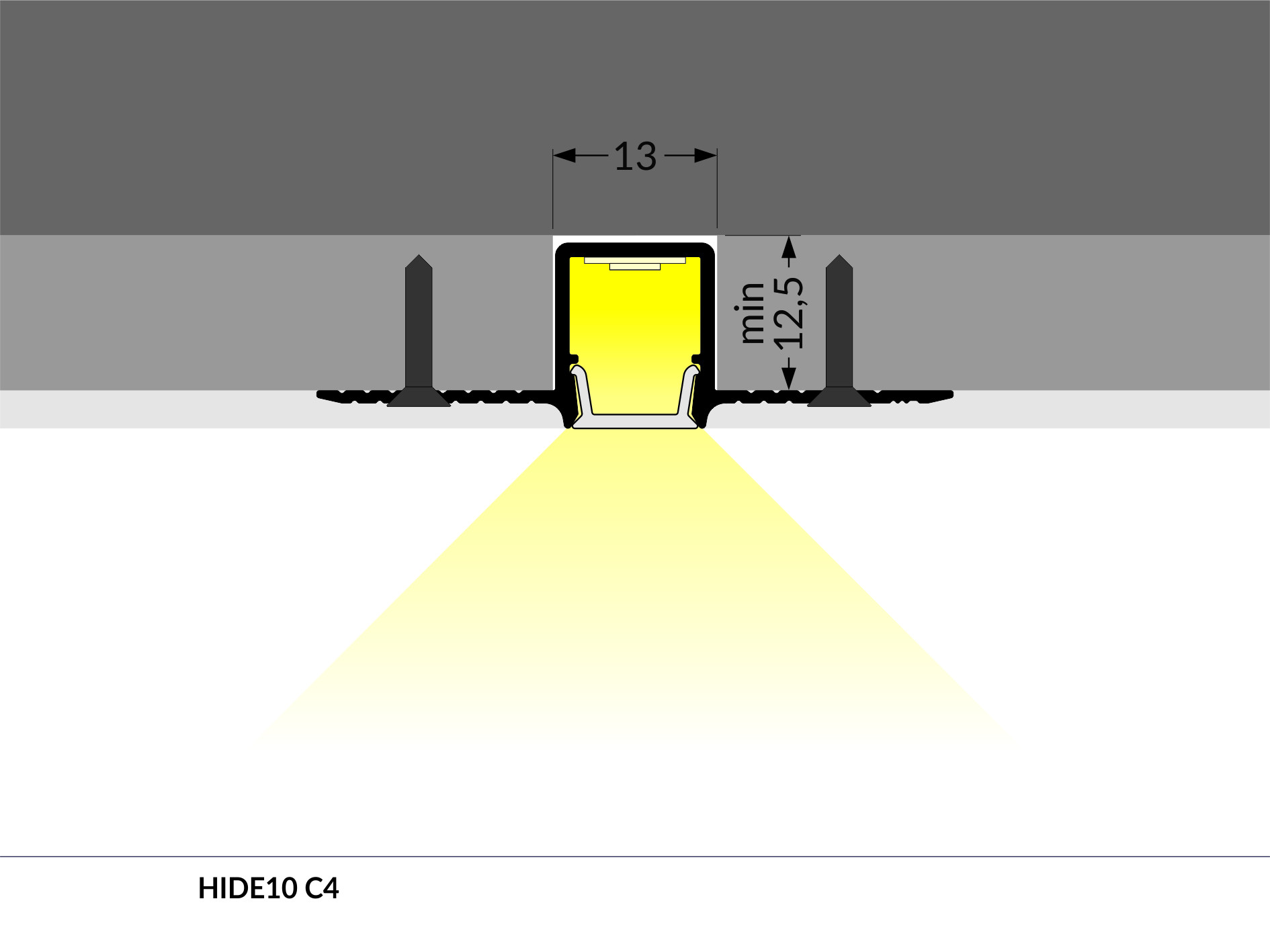 LED PROFILIS TOPMET HIDE10 C4 PRIGLAISTOMAS, 1M, ANODUOTAS ALIUMINIS ...